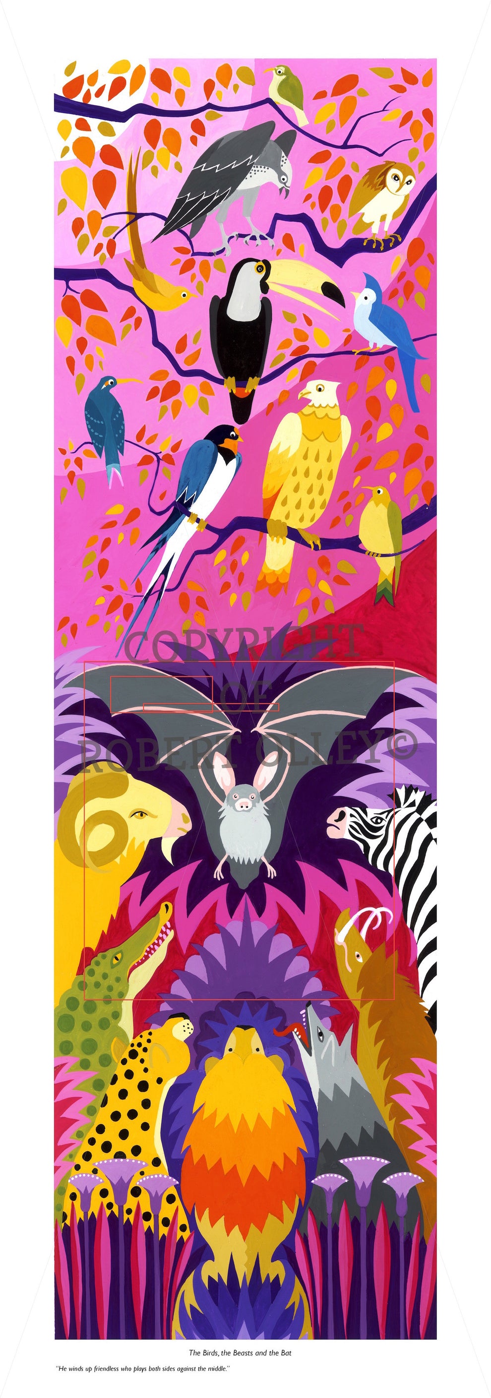 Aesop's Fables print - The Birds, The Beasts And The Bat – Robert Olley ...